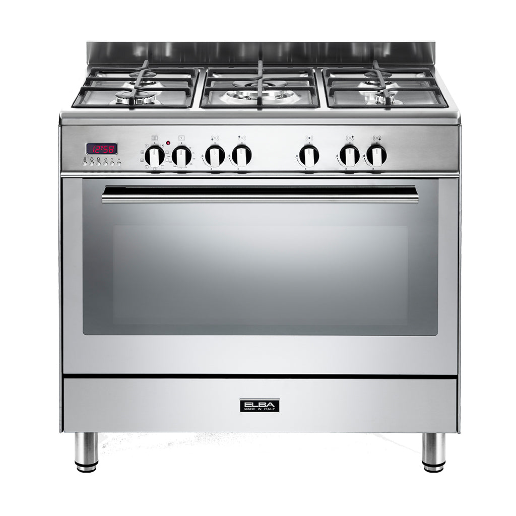 Elba Fusion 90Cm 5 Burner Gas Cooker With Electric Oven- Stainless Steel